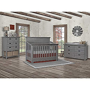 Evolur Waverly 5-in-1 Full Panel Convertible Crib in Rustic Grey, Greenguard Gold Certified , 58.75x31.25x46.5 Inch (Pack of 1)