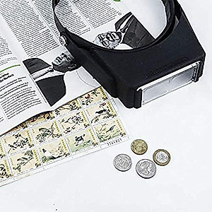 MagDepo Headband Magnifying Glass No Screw with 4 Replaceable Lenses & Cleaning Cloth Handsfree Magnifier Loupe Jewelry Visor for Work, Jewelry Making, Watch Repairing, and Craft