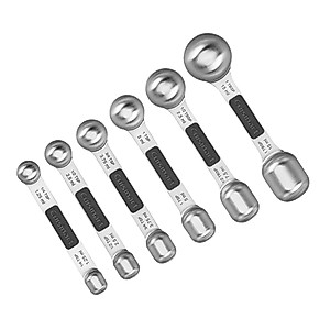 Cuisinart CTG-00-6MSP Stainless Steel 6P Set of Magnetic Measuring Spoons, Black & Silver