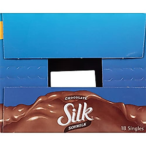 Silk Shelf-Stable Soy Milk Singles, Chocolate, Dairy-Free, Vegan, Non-GMO Project Verified, 8 Fl oz (Pack of 18)