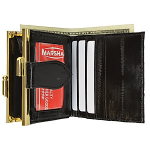 MARSHAL French Frame Eelskin Wallet (Black)