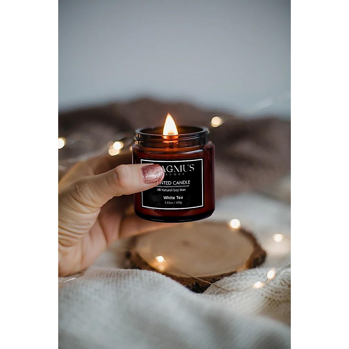 FRAGMUS Candles for Home Scented, White Tea Refreshing Scents, Natural Soy Wax Candle Jar, Stress Relief Candles Gifts for Women (3.5 OZ)