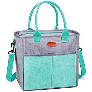 FITHOME Insulated Reusable Lunch Bag for Women/Men, Adult Thermal Tote Lunch Bag with Adjustable Crossbody Strap, Portable Leakproof Cooler Bags for Work/Picnic/Travel