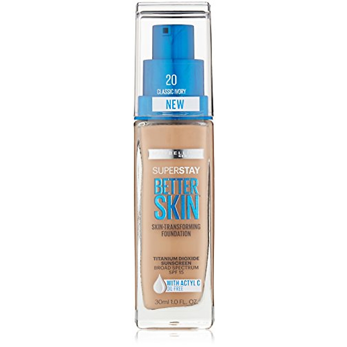 Maybelline New York Super Stay Better Skin Foundation, Classic Ivory, 1 fl. oz.