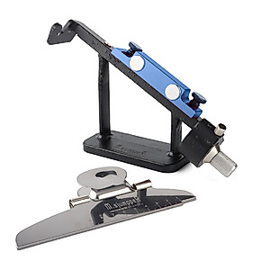 M.SJUMPPER ARCHERY Fletching Jig Adjustable Fletches Tool with Straight Clamp for DIY Arrows Shafts (Blue + Black)