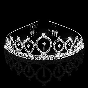 Sibba Diadems Tiaras Crown Princess Crystal Rhinestone Silver Crown Bride Wedding Headband Girls Queen Hair Accessories for Women Women Gifts Decoration Birthday Prom Holiday Costume Party Celebration