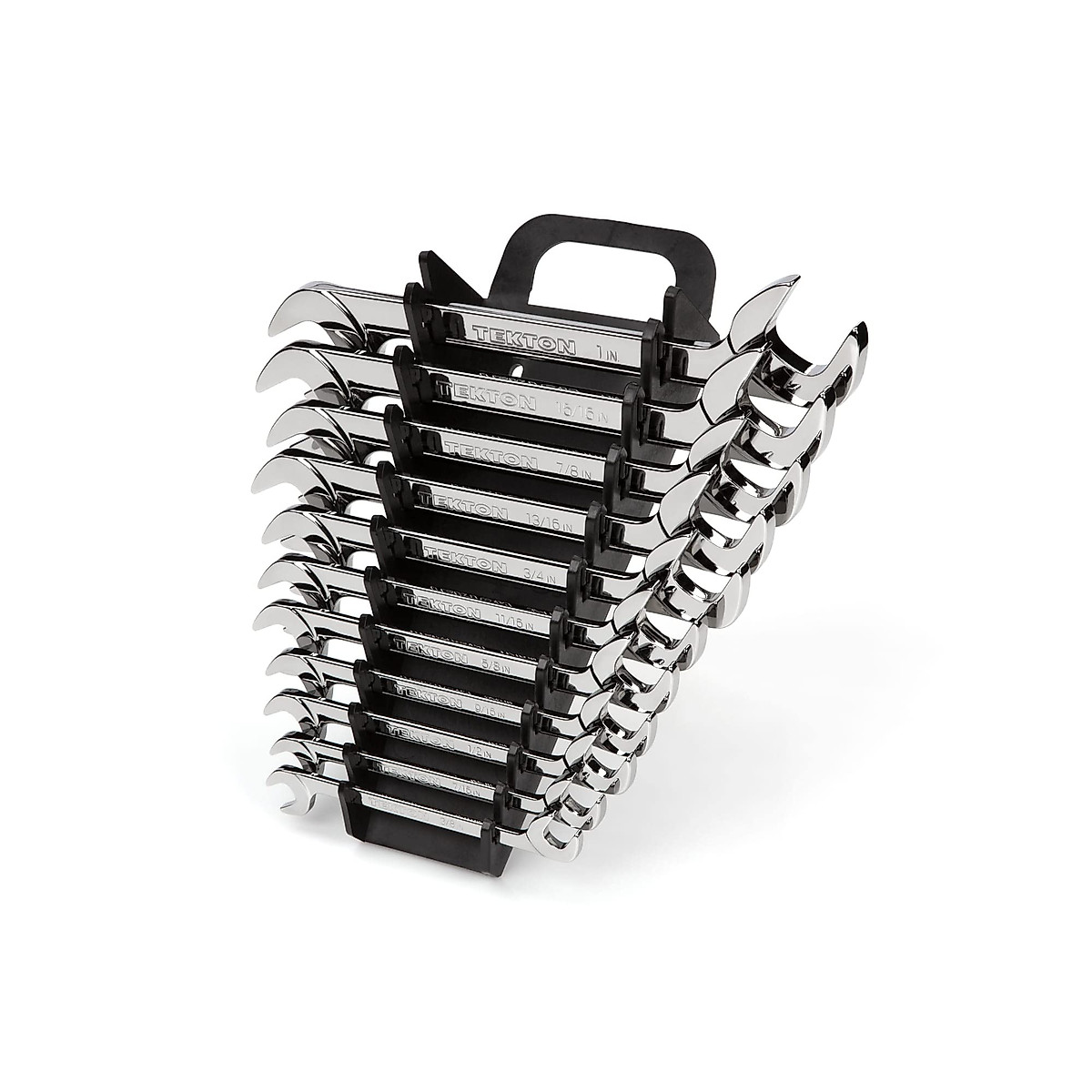 TEKTON Angle Head Open End Wrench Set with Holder, 11-Piece (3/8-1 in.) | WAE91102