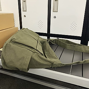 PRAGARI Canvas Messenger Bag Crossbody for Women Green Shoulder Aesthetic Laptop Tote Bag Hobo Large Cute School Travel Vintage Multiple Pockets