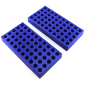 E-outstanding Vial Rack 2PCS 190x100x25mm Blue Stackable Tube Rack Centrifuge Tubes Rack for 12mm 1.5ML/2mL 50 Standard Vials
