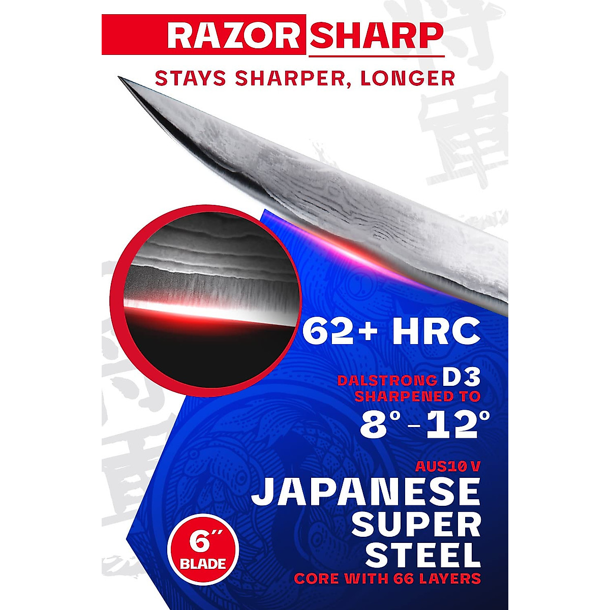 Dalstrong Boning Knife - 6 inch - Shogun Series ELITE - Damascus - AUS-10V Japanese Steel - Fillet Knife - Carving, Boning, Trimming, Deboning - Black G10 Handle - Sheath Included