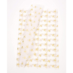 UNIQOOO 40 Sheets Metallic Gold Foil Honey Bee Gift Wrapping Tissue Paper Bulk, Large 20X26 Inch, For Wedding Birthday Baby Shower Party Favor Decor, Gift Bags Box Packaging, DIY Craft Bedding Shred Paper Filler