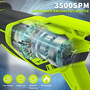 RYOJEGK 21V Cordless Reciprocating Saw, Brushless 27mm Saw with 2 x 4.0Ah Battery & 12 Saw Blades, 3500 SPM Power Cordless Saw, Tool-Free Blade Change recíproca for Wood & Metal Cutting