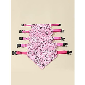 Milumia Pet Floral Print Dog Bandana Adjustable Buckle Dogs Scarf Pet Accessories Pink Medium