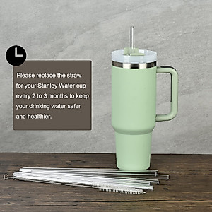 Replacement Straws for 40 oz Stanley Adventure Travel Tumbler, 12 inch Extra Long Clear Plastic Reusable Stanley Tumber Straws for Stanley Cup, Pack of 6 with 2 Cleaning Brushes