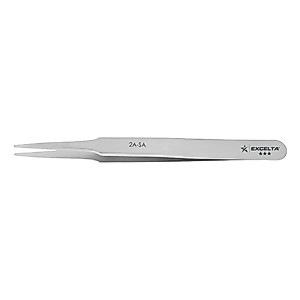 Excelta Ultra-Precision Tweezers, Straight Tapered Flat Point, Anti-Magnetic Stainless Steel, 4.75" Length, 0.059” Wide, Professional