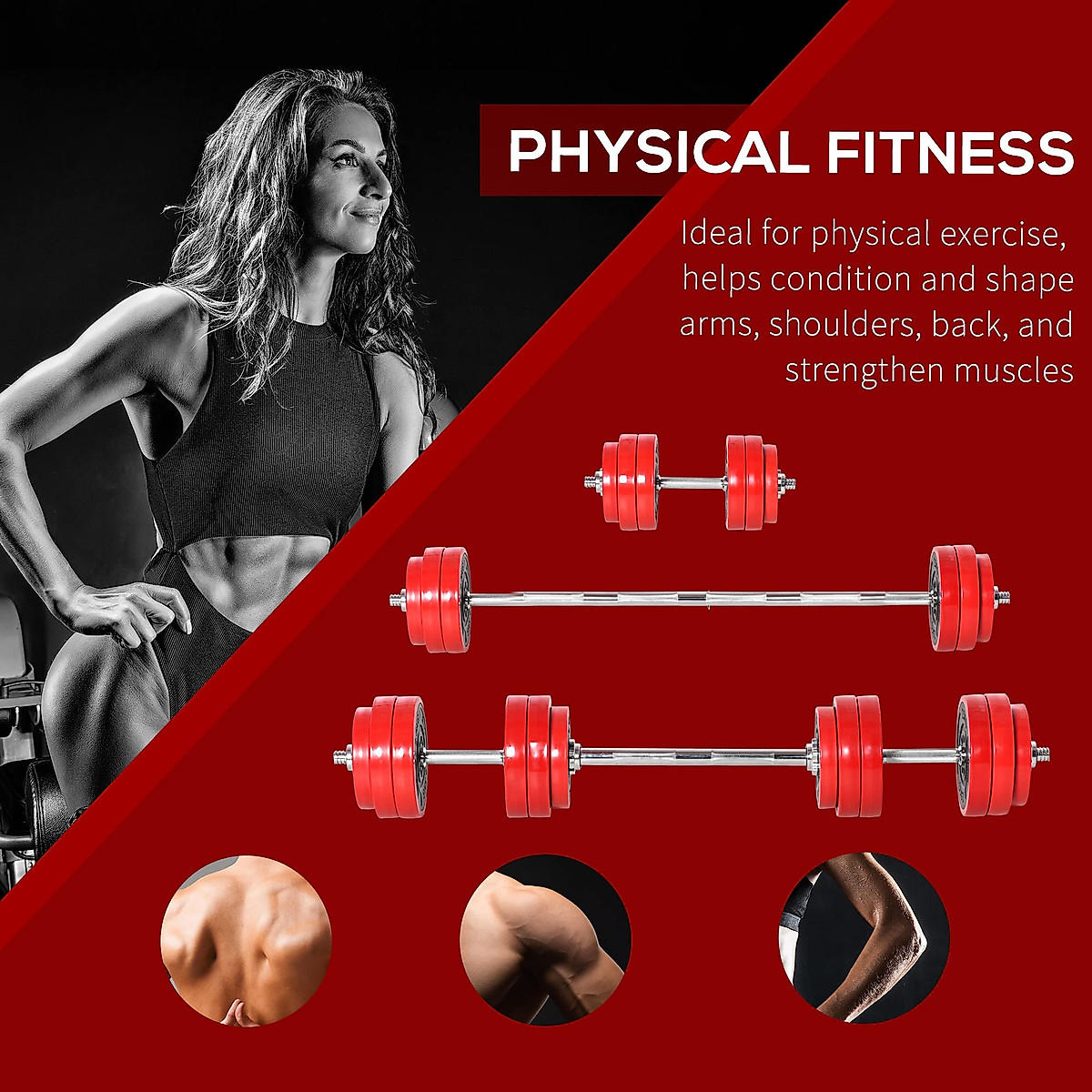 Soozier Adjustable Dumbbell Set, 66lbs Convertible to Barbell Weight Set for Home Gym Women and Men Weight Lifting Training