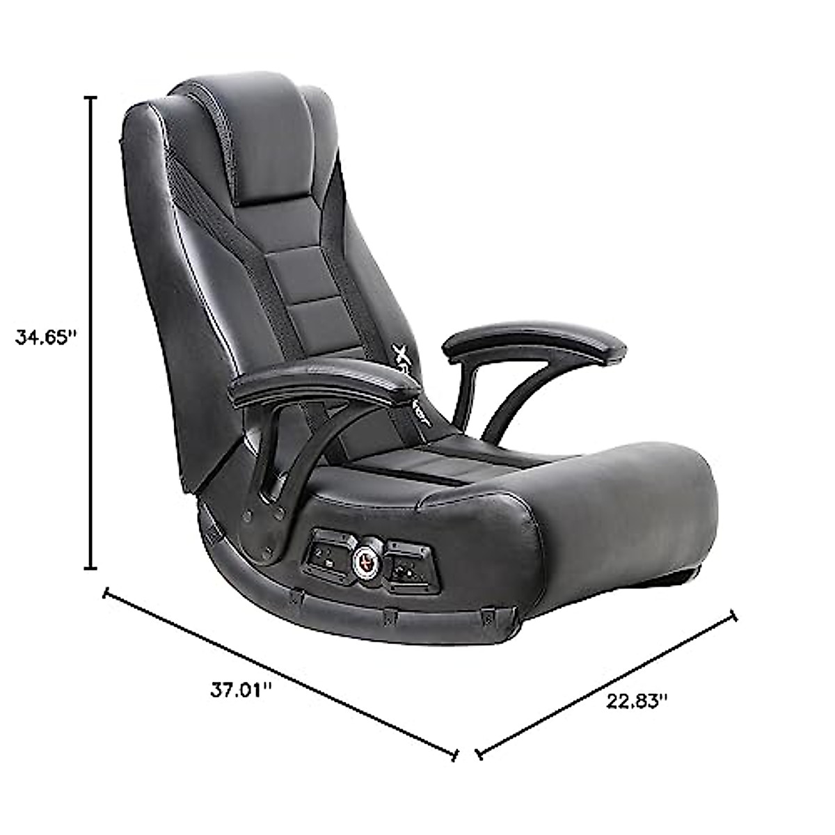 X Rocker Jynx Floor Gaming Chair, Headrest Mounted Speakers, 2.1 Bluetooth Audio System, Wireless, Recliner with Padded Armrest, 5111601, 37.01" x 22.83" x 34.65", Black