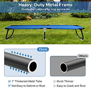 Tangkula Folding Camping Cot, Portable Camping Bed with Steel Frame, Elevated Travel Military Portable Cots Bed for Adults Kids, Indoor Outdoor Foldable Sleeping Cot for Nap, Beach, Hiking, Camping