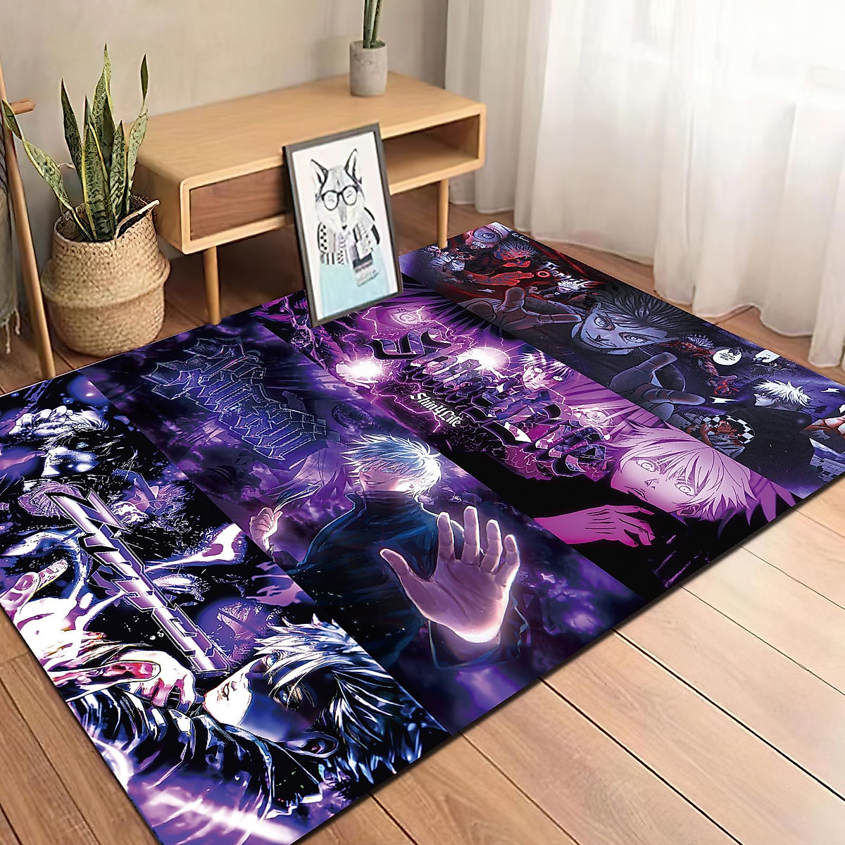 Anime Rug Anime Carpet Boys' Room Decoration Game Children's Carpet Bedroom Aesthetic Soft Carpet Decorative Carpet (60 * 40in) (Jujutsu 1)