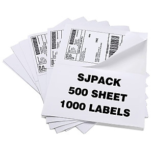 SJPACK 1000 Half Sheet Self Adhesive Shipping Labels 8.5" x 5.5" Address Labels for Laser & Inkjet Printers