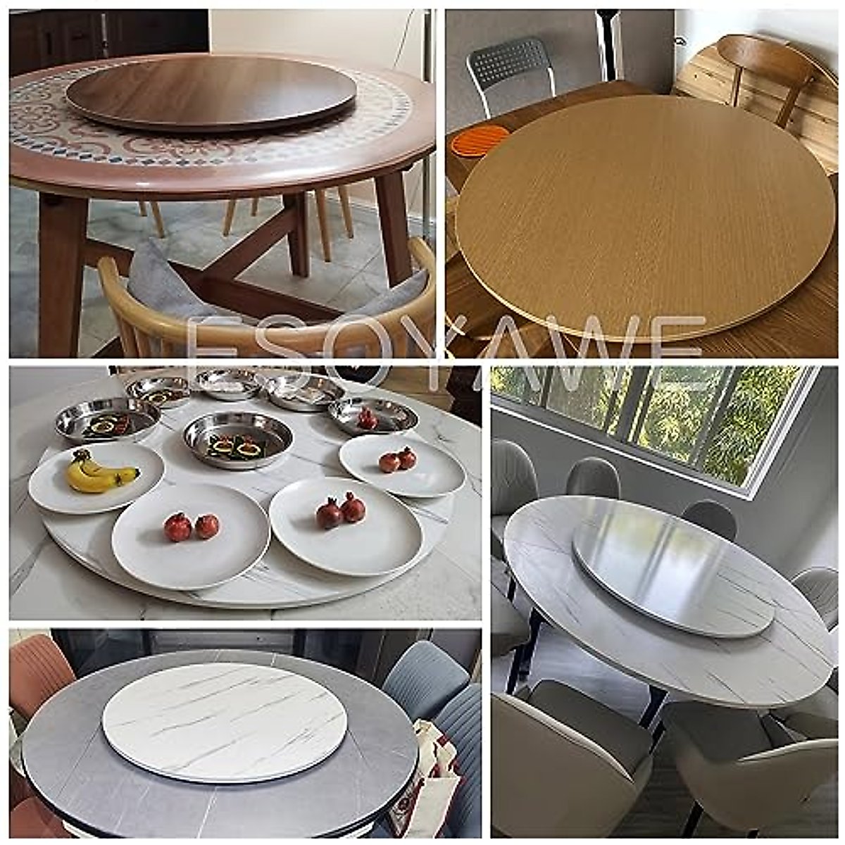 Lazy Susan Turntable For Dining Table, 20~39 Inch Tabletop Serving Tray, Wooden Rotating Plate, 360° Smooth Rotation RoundRotating Board, With ABS Silent Bearing