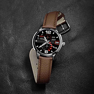 ANNEFIT Watch Band 18mm, Quick Release Textured Padded Leather Straps with Rose Gold Buckle for Men and Women (Brown)