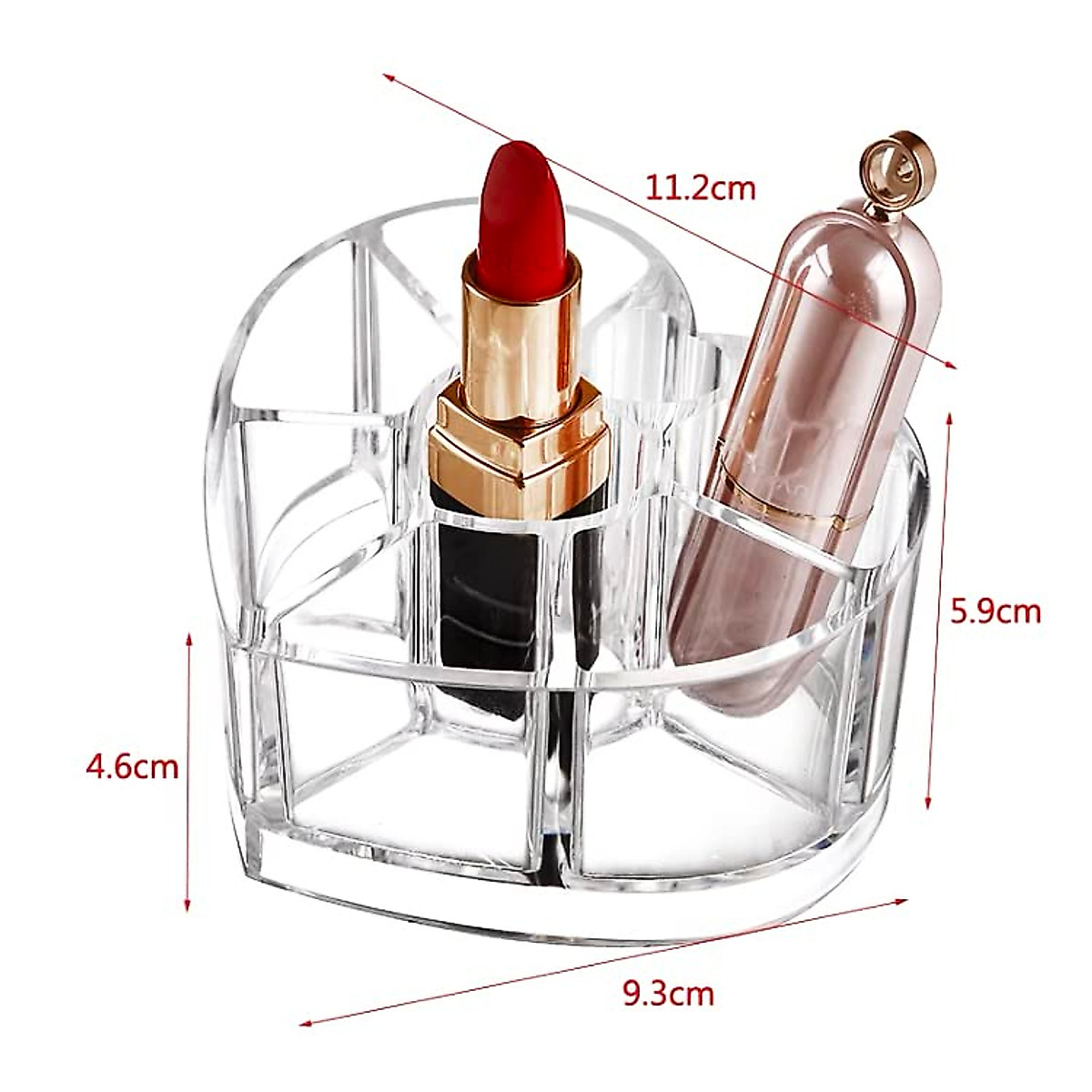 DIFENLUN heart-shaped transparent acrylic skincare organizer, lipstick organizer, multifunctional desktop stationery storage tray for bathroom/medicine cabinet/toilet countertop