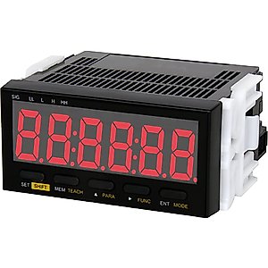 Shimpo DT-501XA-CPT Panel Meter Tachometer, 100-240 VAC Powered, Relay Output, Tachometer/Flowmeter: 0-999999
