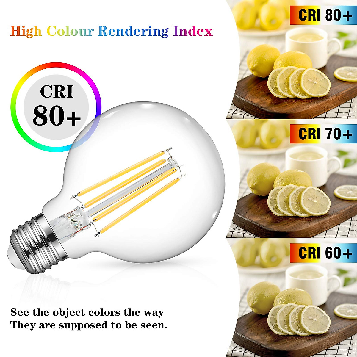 Ascher Vintage G25 LED Globe Light Bulbs, 60 Watt Equivalent, Daylight White 4000K, 750LM, Non-Dimmable, G25 Glass Edison Style for Bathroom Makeup Mirror, Medium E26 Base, Pack of 4