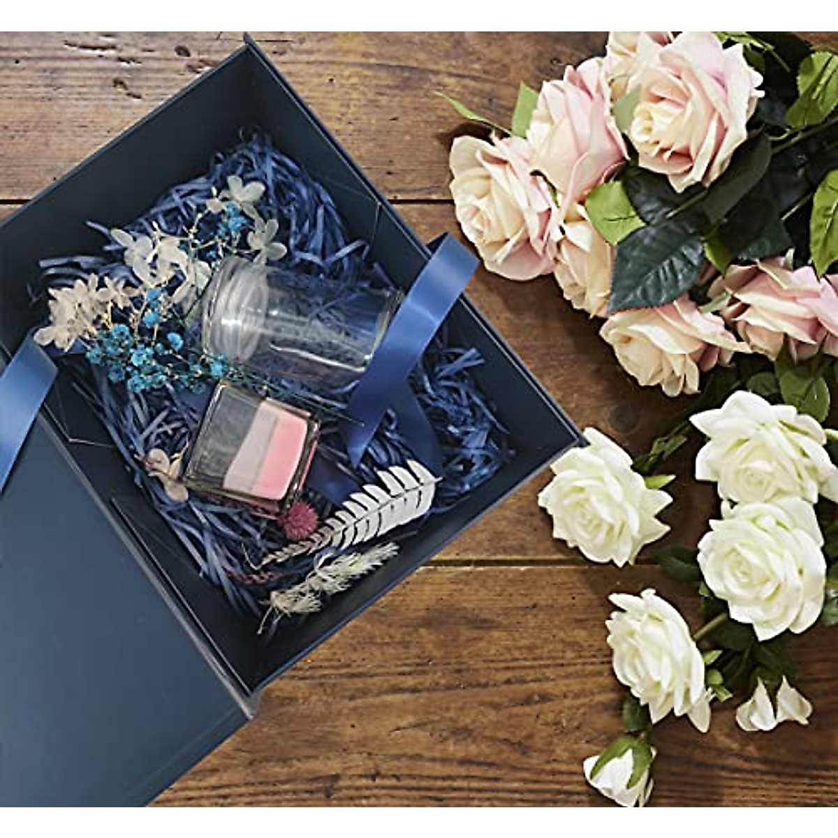 REECAGO Blue Gift Box 13X10X4.5Inch with Magnetic Lid and Silk Ribbon for Christmas Presents Wrapping Gifts Presents Birthdays, Wedding, Holidays, Anniversaries Gift Packaging