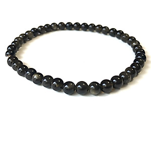 Mini Obsidian Gemstone 4mm Energy Bracelet - Yoga Intention Meditation