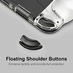 Skull & Co. GripCase OLED Bundle: A Dockable Transparent Protective Case with Replaceable Grips [to fit All Hands Sizes] for Nintendo Switch OLED Model- Neon Blue (L) Neon Red (R)