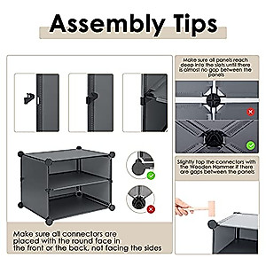 SimpleWise Shoe Rack Organizer Portable Storage Cubes Shoe Storage 6 Cube 12 Tiers DIY FreeStanding Entryway Shoe Rack Storage Plastic Cabinet for Closet Bedroom Hallway, Gray