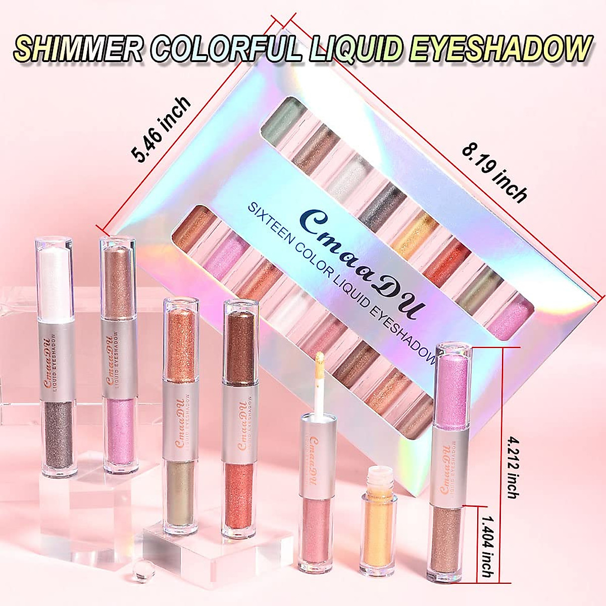 evpct 16 Colors Liquid Glitter Shimmer Metallic Eyeshadow Set Glitter Sparkle Colorful Liquid Eyeliner Makeup Set delineador pupilentes de ojos contra el agua sombras colores para ojos con brillo