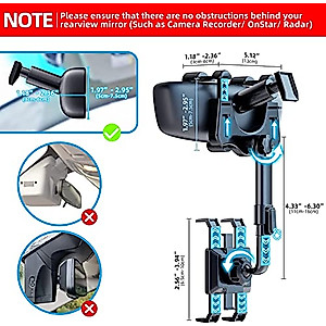 QIXIU 2022 Phone Holder for Car, Rear View Mirror Car Phone Holder Mount,Universal Multifunctional Adjustable Rotatable and Retractable Universal Car Phone Holder for All Smartphones
