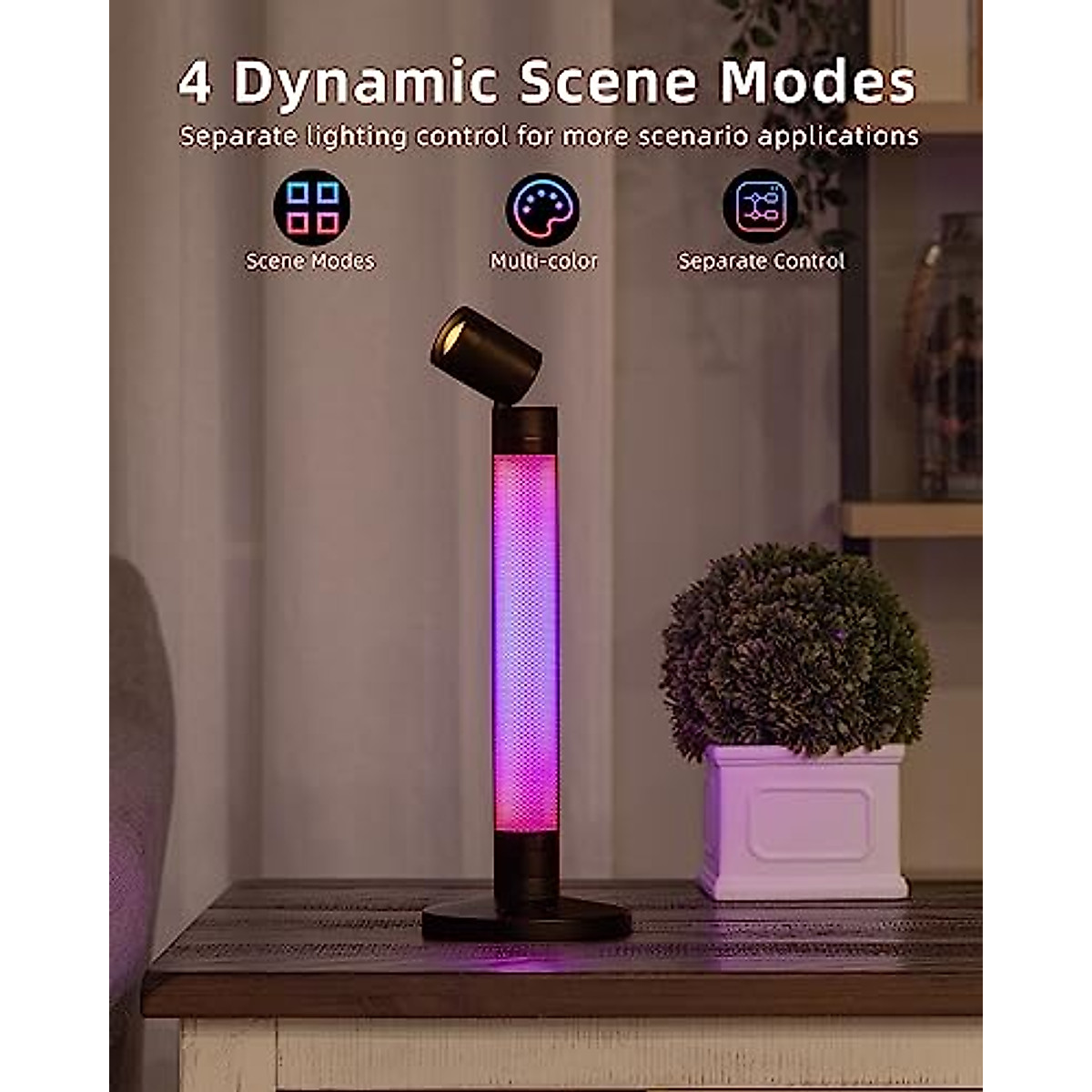 Howdot Smart Table Lamp, 600LM Dimmable Reading Lamp with Induction Switch, Adjustable RGB Lamp with Music Sync, APP Control, Works with Alexa Google, Ambient Lighting for Gaming, Living, Bed Room