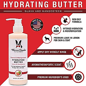 Warren London Hydrating Butter Leave In Pet Conditioner for Dogs | Lotion for Skin and Coat | Aloe Puppy & Dog Conditioner for Hair Detangler, Dry Skin, & Pet Fur Dandruff | Use After Dog Shampoo & Bathing | Made in USA | Guava 8oz