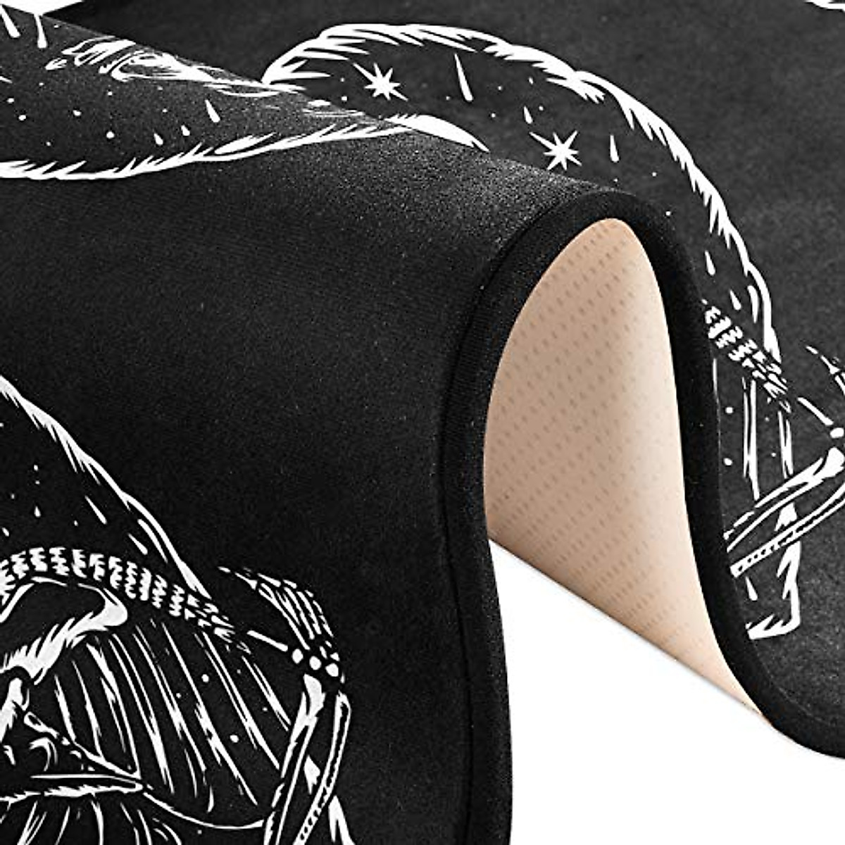 ALAZA Skull Skeleton Love Heart Black Runner Area Rug Non Slip Floor Mat for Hallway Entryway Living Room Bedroom Dorm Home Decor 72x24 inches