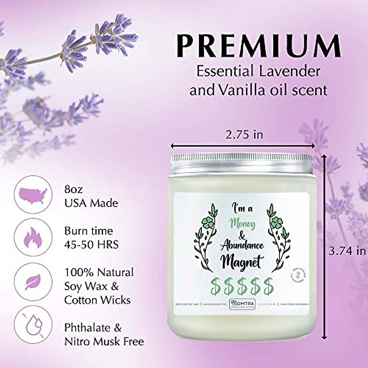 Birthday Gift for Women Mom Gift, 8oz Candle, Gifts for Bridal Shower Party, Money Cash Flow Boost, Anniversary Day, Soul Sister Girlfriend Wife BFF Bestie Online Dating Present