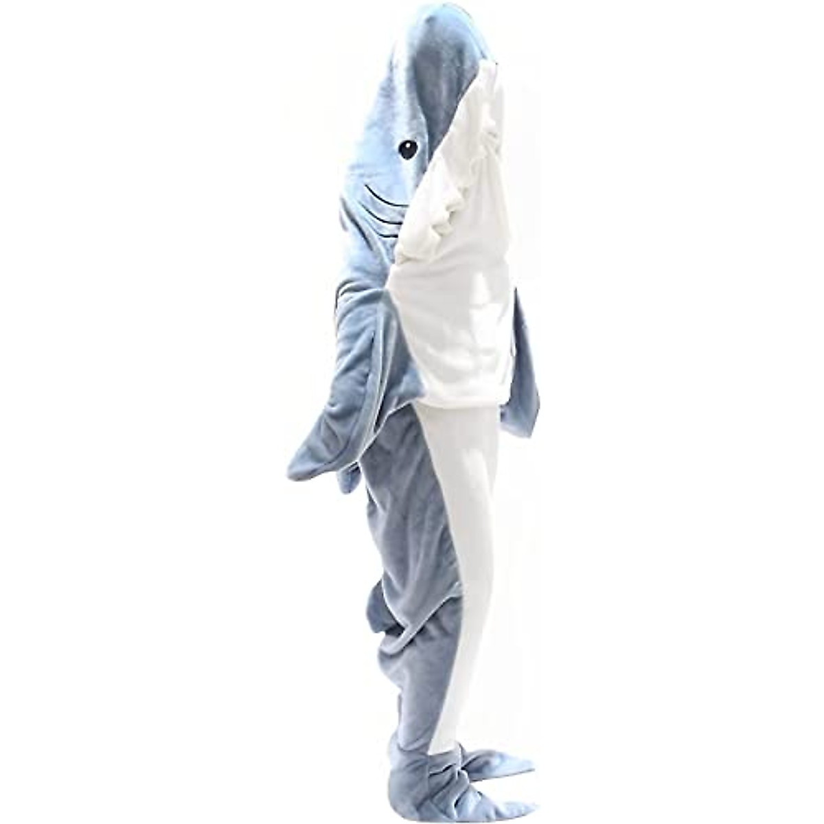 Shark Blanket Hoodie,Shark Blanket Adult,Shark Blanket Super Soft Cozy Flannel Hoodie Sleeping Bag Shark Tail Wearable Fleece Throw Blanket, Shark Onesie Blanket (L(67X27.5IN))