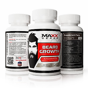 Beard Growth Vitamins for Men, Supports Full, Healthy and Sexy Beard and Mustache, Maxx Beard