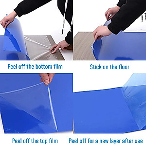 Sticky Mats - Blue Adhesive Mats - Cleanroom Sticky Mats - 30 Sheets Per Mat - Sticky Floor Mats Peel Off for Laboratories, Homes, Construction, Remove Dust and Dirt from Shoes 18X24inch