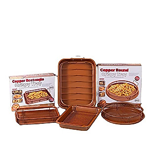 Nonstick Steel Roaster with Flat Rack Dishwasher Safe Large 14.5x10.5x2 inch PFOA Free Nonstick Roaster with Rack Cookware (14.5x10.5x2 inch, Gold)