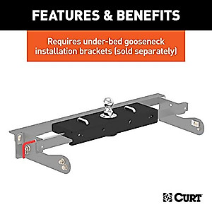 CURT 60611 Double Lock EZr Gooseneck Hitch with 2-5/16-Inch Flip-and-Store Ball, 30,000 lbs