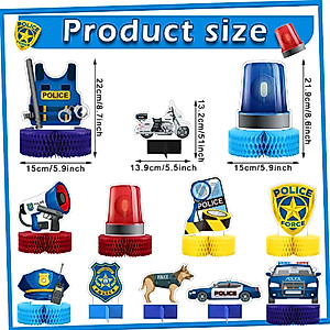 12 Pieces Police Honeycomb Centerpieces Police Theme Party Decorations Supplies 3D Birthday Theme Cakes Balls Table Topper Photo Props for Police Graduation Party Decoration Supplies