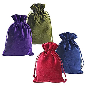 HRX Package Soft Velvet Gift Bags, 5.1x7.8 inch Velvet Drawstring Pouches for Tarot Rune Jewelry Crystal 4 Pack