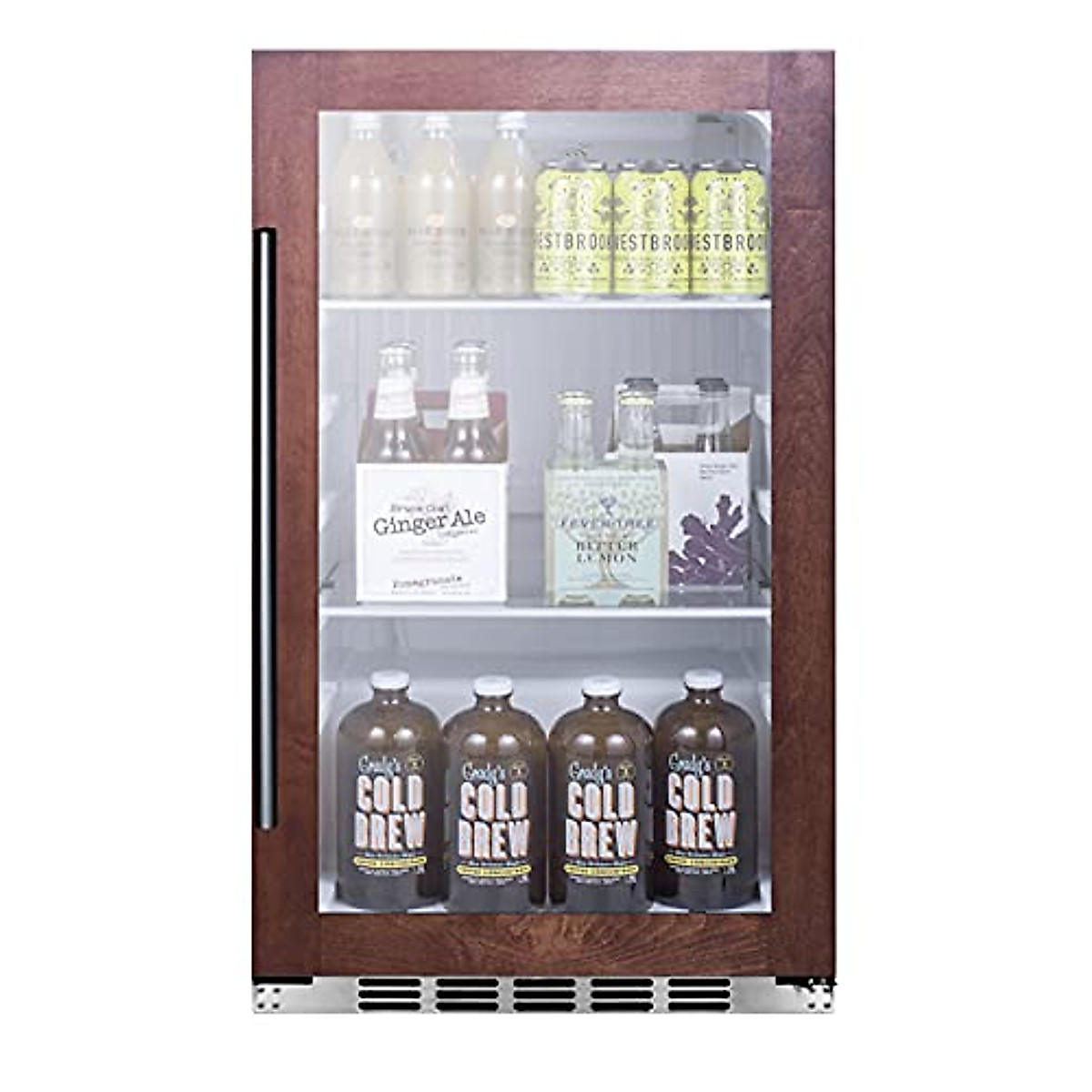 Summit SPR489OSPNR Commercially Approved Shallow Depth Indoor/Outdoor Beverage Cooler for Built-in or Freestanding Use with Panel-Ready Door Trim, Glass Door, Black Cabinet (Panel not included)