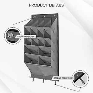 HAKACC Over The Door Shoe Organizer, Hanging Shoe Organizer Shoe Holder with Large Pockets Shoe Rack for Closet Home Grey