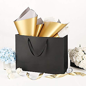 JINMING 12 Extra Large Gift Bags 16x6x12 Inches, Matte Black Gift Bags, Premium Gift Bags with Handles for All Occasions