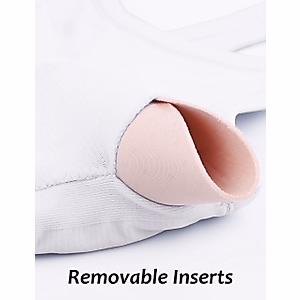 MathCat Workout Tank Tops for Women with Built in Bra, Sleeveless Gym Tops Seamless Racerback Athletic Yoga Shirts White